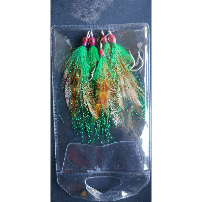 Jual umpan pancing ampuh sabiki rintak bulu ayam burik | Shopee Indonesia