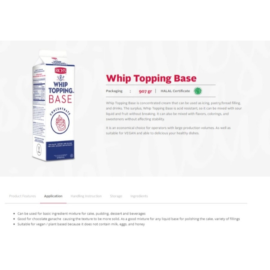 Jual Rich's Whip Topping Base 907 ( Whipping Cream) | Shopee Indonesia