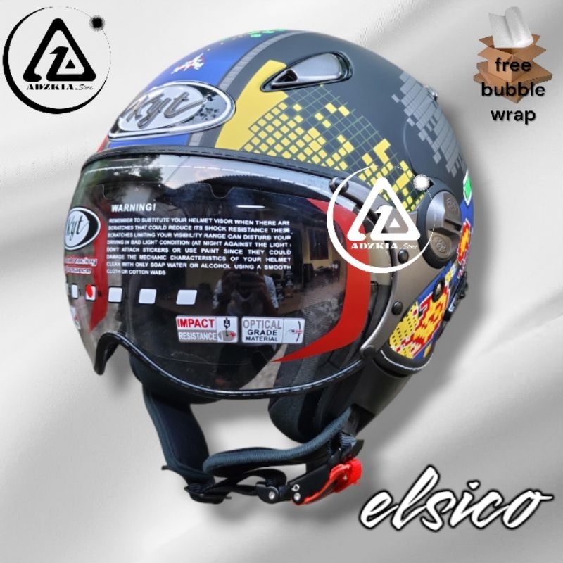 Jual HELM KYT ELSICO MOTIF #7 BLACK YELLOW DOP/MOTIF LEGO | HELM HALF FACE RETRO CLASSIC ...