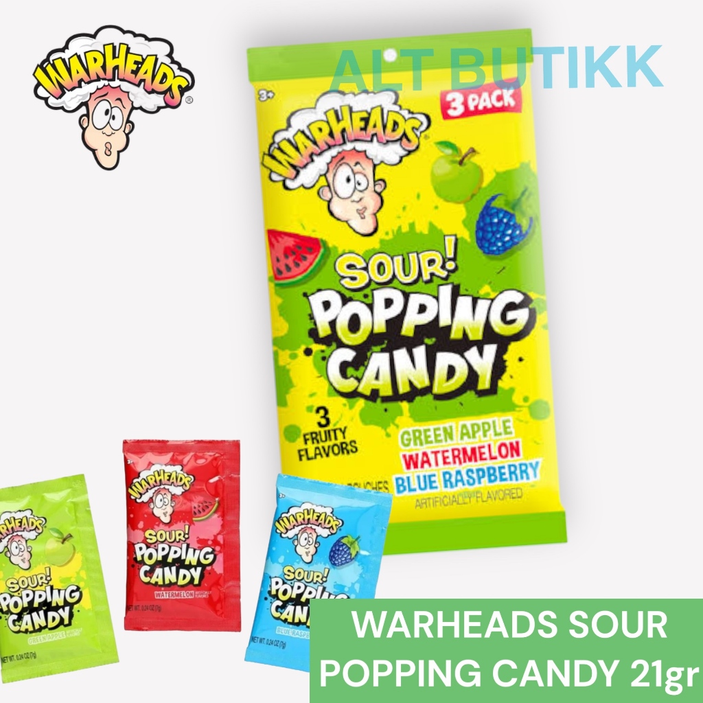 Jual WARHEADS SOUR POPPING CANDY 21 GR | 3 FRUITY FLAVORS | PERMEN ...