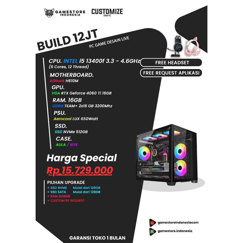 Jual RAKIT PC GAMING BUILD 15JT | Shopee Indonesia