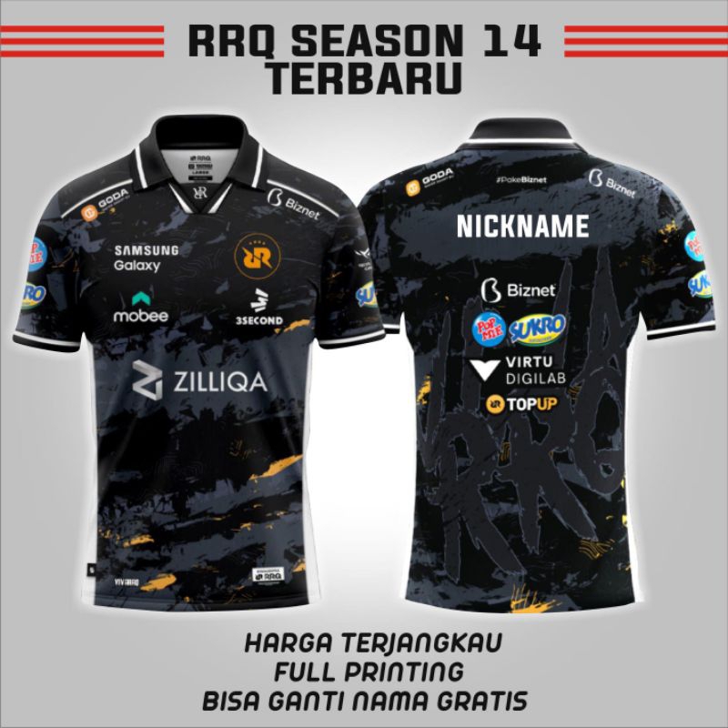Jual JERSEY RRQ SEASON 14 TERBARU 2024 - FULL PRINTING - FREE NICKNAME ...