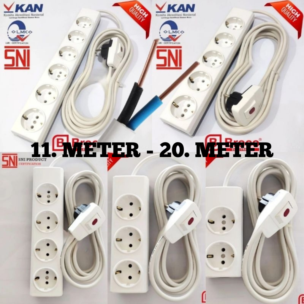 Jual stop kontak broco 2 3 4 5 6 lubang + steker on off kabel 11 meter 15 meter 20 meter / stop ...
