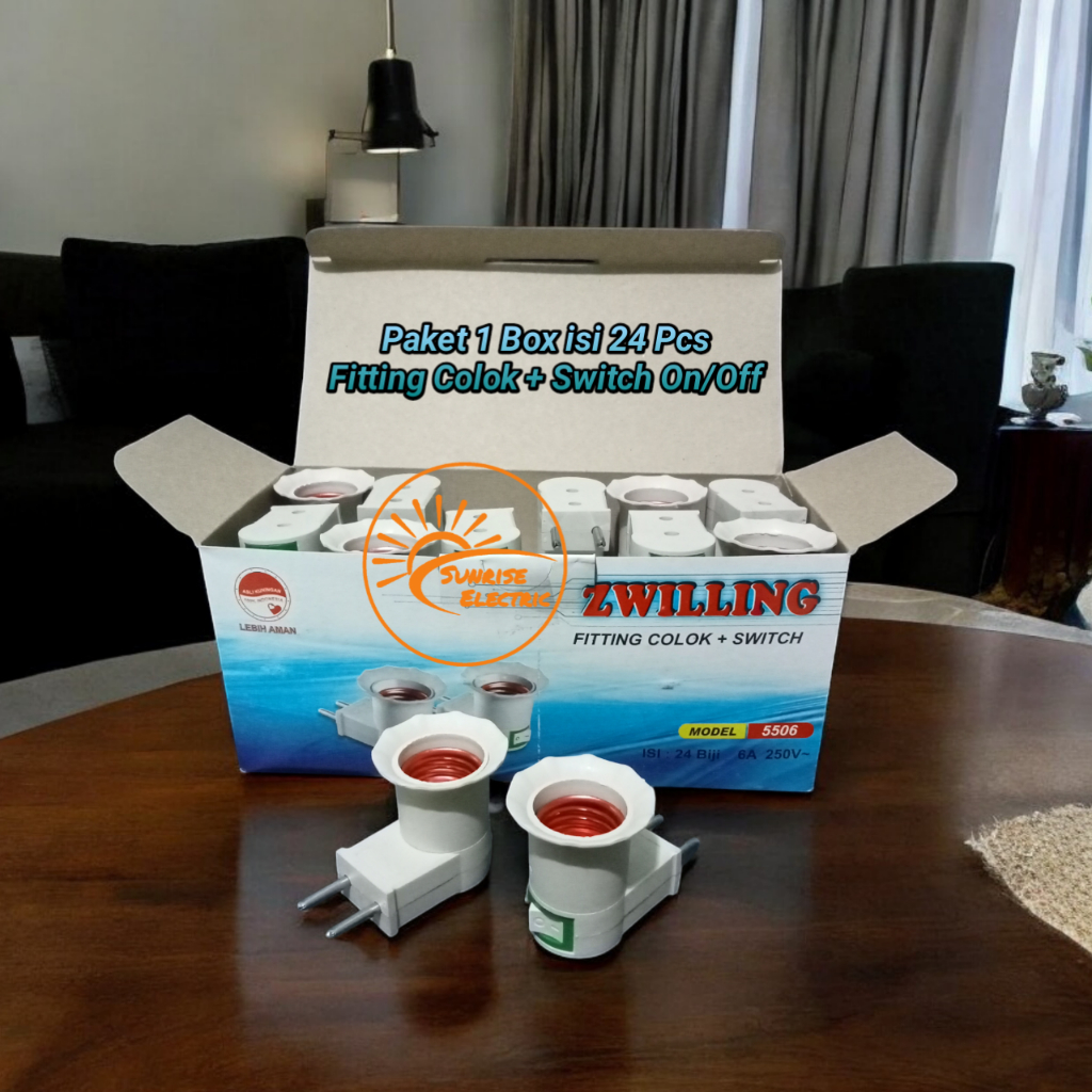 Jual Paket 1 Box isi 24 Pcs Zwilling Fitting Lampu Colok Switch ON/OFF ...