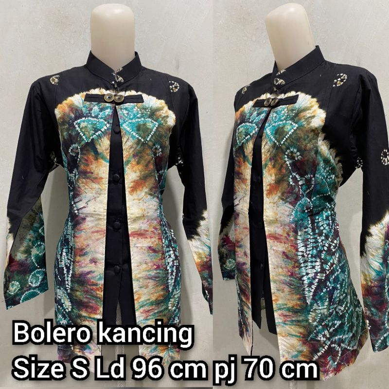 Jual sasirangan wanita bolero kancing bahan polisima STOK S ld 96 cm ...