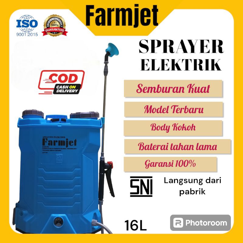 Jual POMPA SPRAYER MERK FARMJET ELEKTRIK 16 LITER (pompa sprayer 16 ltr ...
