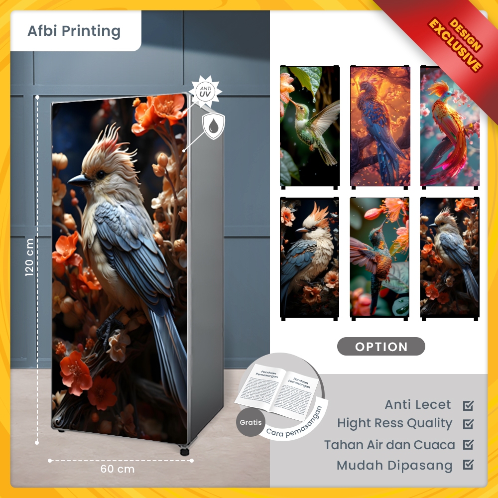 Jual Stiker Kulkas 1 Pintu / Sticker Mesin Pendingin 2 pintu MotiBurung ...