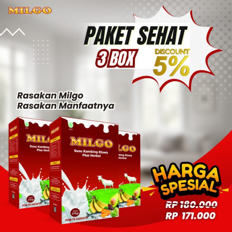 Jual PAKET SEHAT 3 BOX SUSU MILGO DISKON 5% | Shopee Indonesia