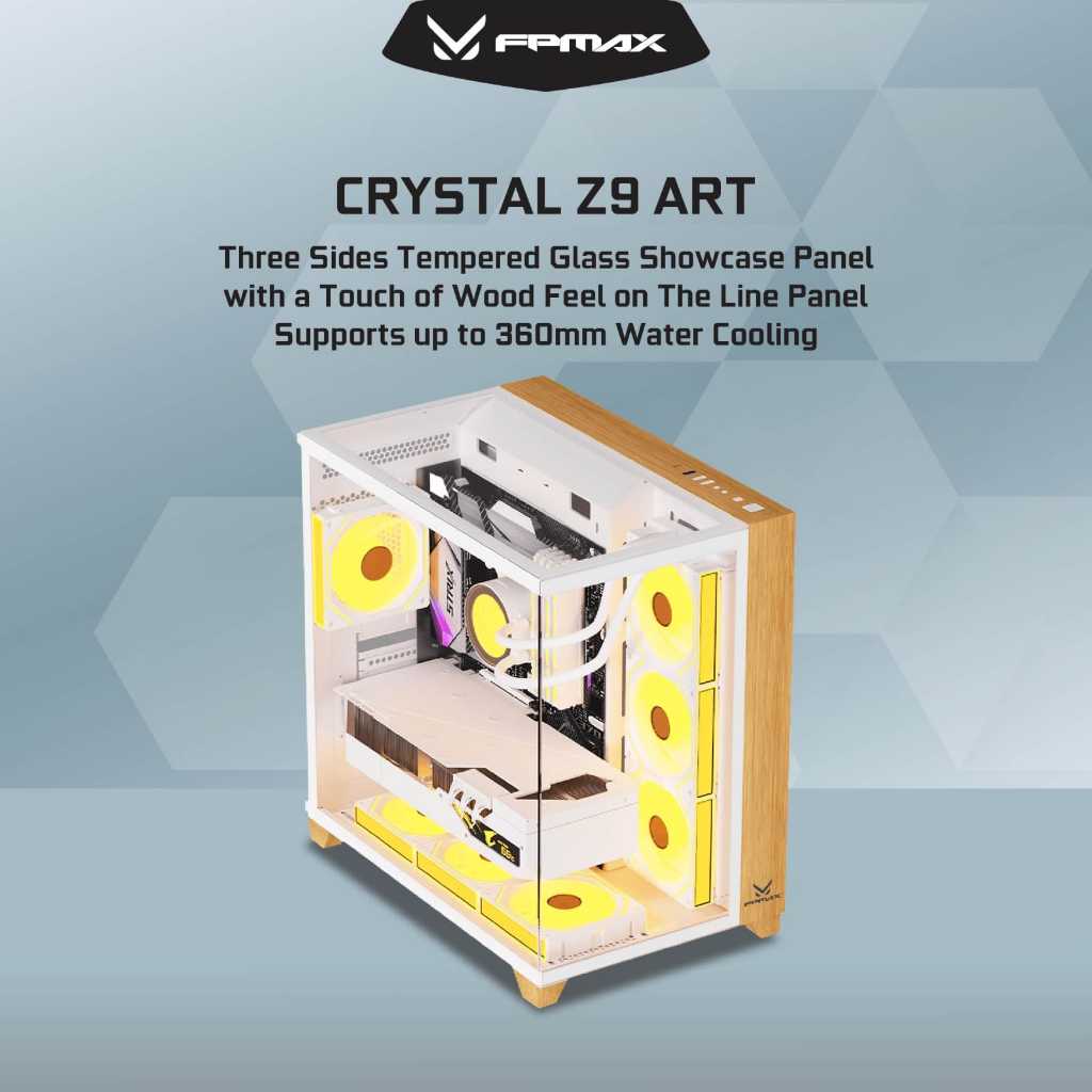 Jual CASING FPMAX Crystal Z9 Art White + Wood ATX, mATX, ITX CASE ...