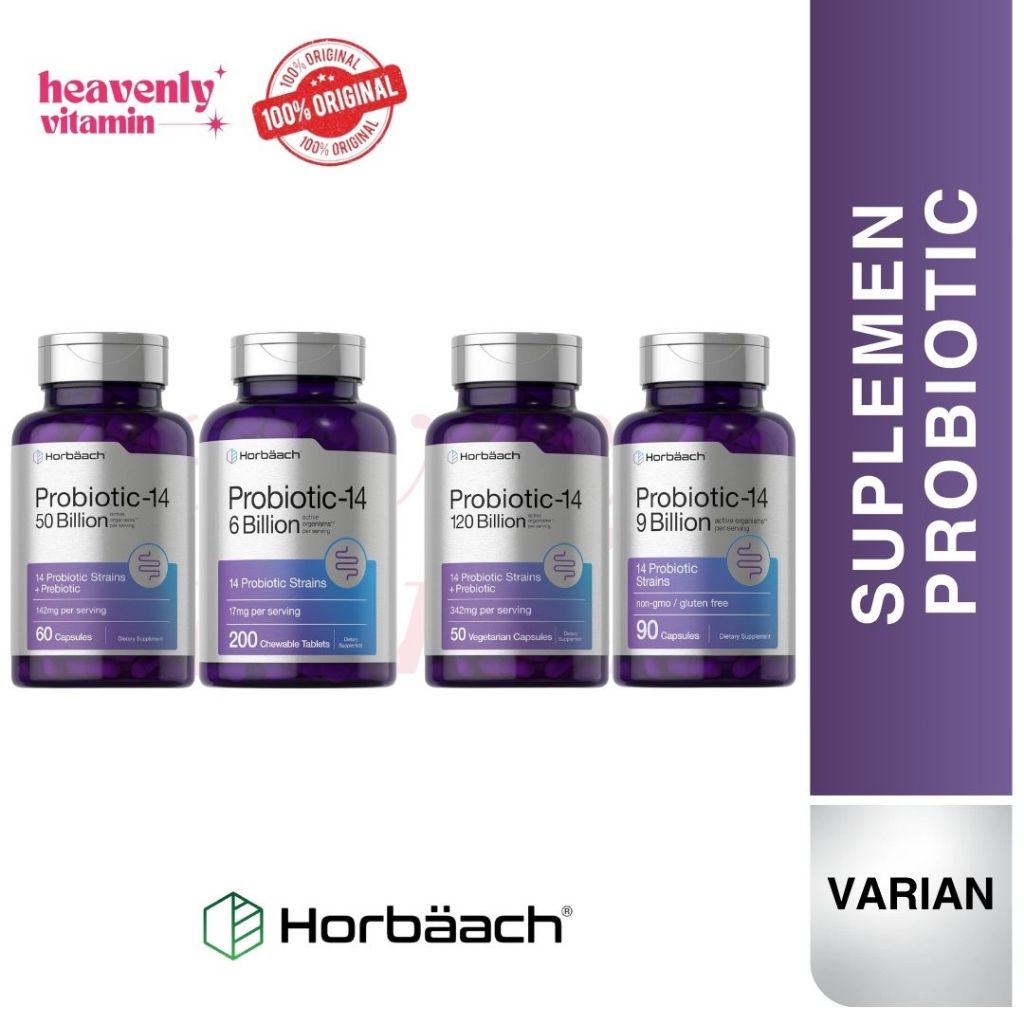 Jual Horbaach Probiotic-14 120 Billion CFU 342 mg, 50 Billion CFU 142 ...