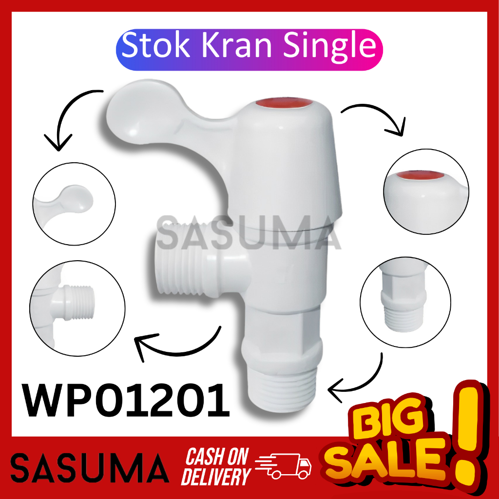 Jual SASUMA Stop Kran PVC SHOWER 1/2 Inch PVC ORI | Shopee Indonesia