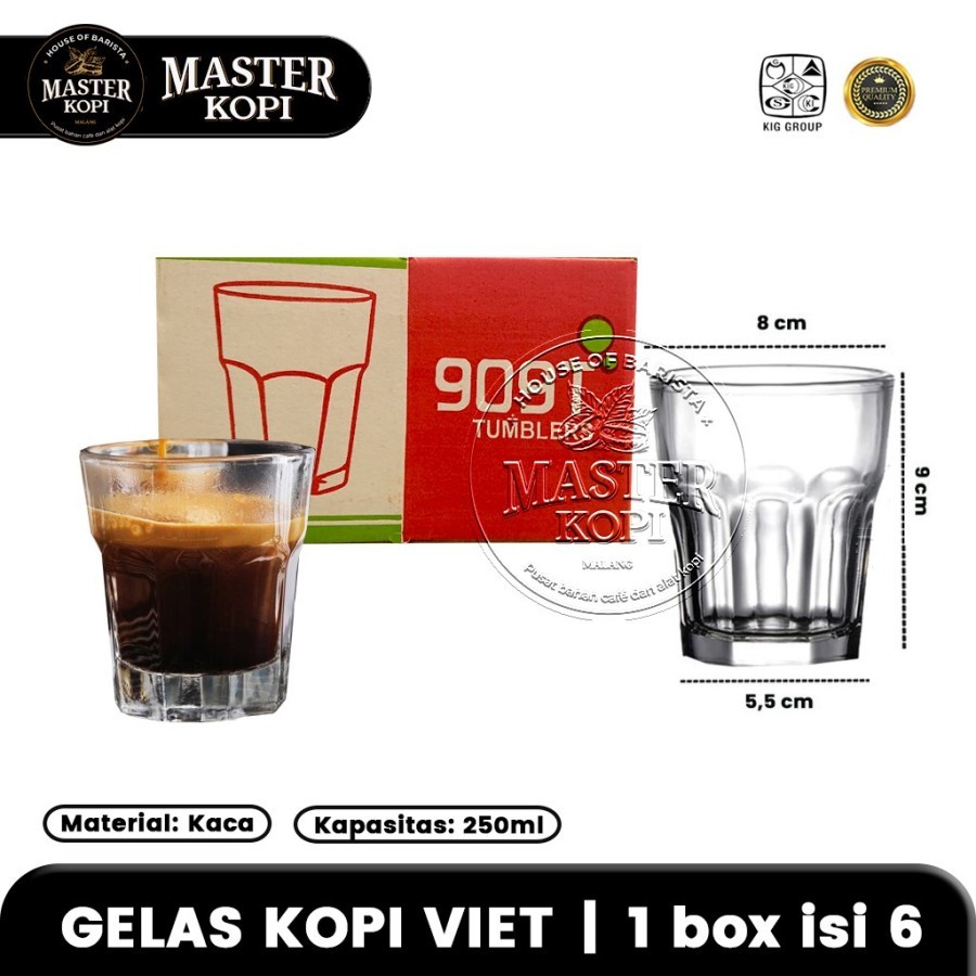 Jual Gelas Kaca Kopi Latte / Gelas Kopi Vietnam 250ml (1 Box isi 6pcs ...