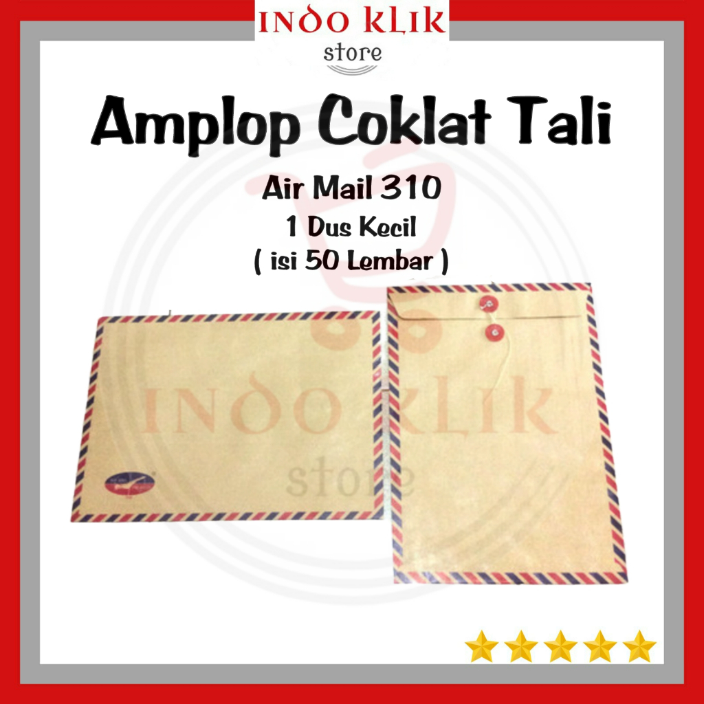Jual Amplop Airmail Kertas Coklat Tali 310 Ukuran F4 / Envelope Dokumen ...