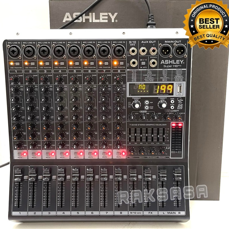 Jual mixer ashley super m8 pro original 8 channel bluetooth | Shopee ...