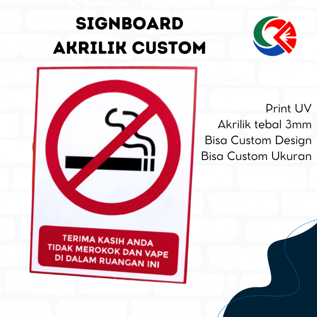 Jual SIGNBOARD Papan Peringatan "DILARANG MEROKOK"/ NO SMOOKING Custom ...