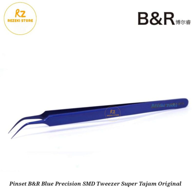 Jual Pinset B&R BT-14 Bengkok Runcing Precision SMD Tweezer Blue ...