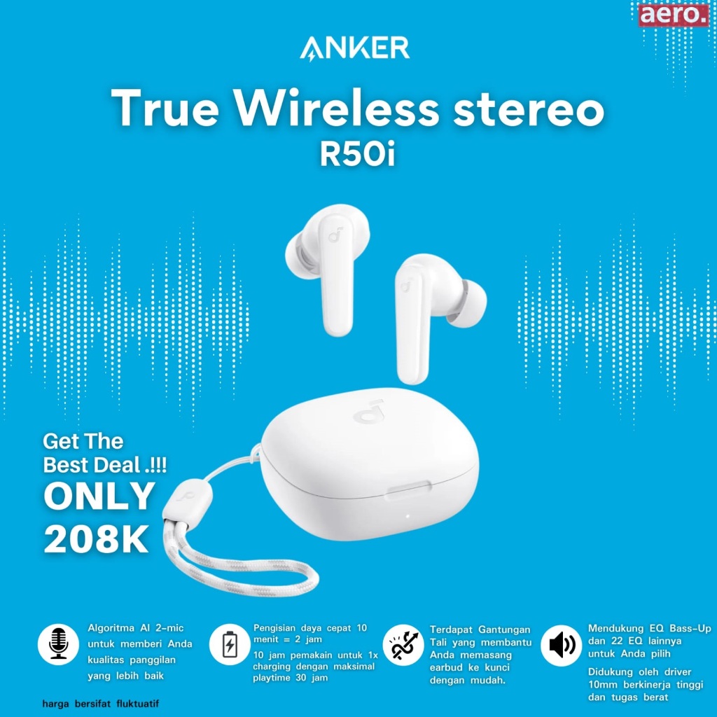 Jual earphone bluetooth anker r50i r20i tws headset bluetooth | Shopee ...