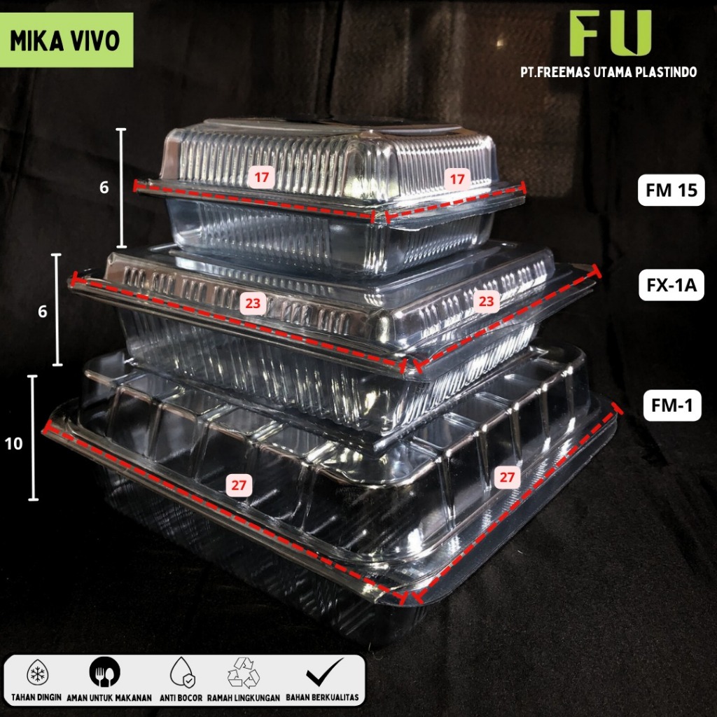 Jual Mika VIVO FM15 / Mika 15x15 / Mika Persegi Kotak Makanan Nasi Kue ...