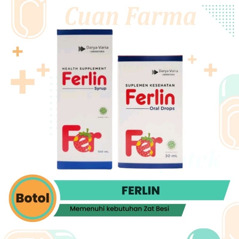 Jual FERLIN ORAL DROPS TETES 30ML / SIRUP 100ML - SUPLEMEN ZAT BESI ...