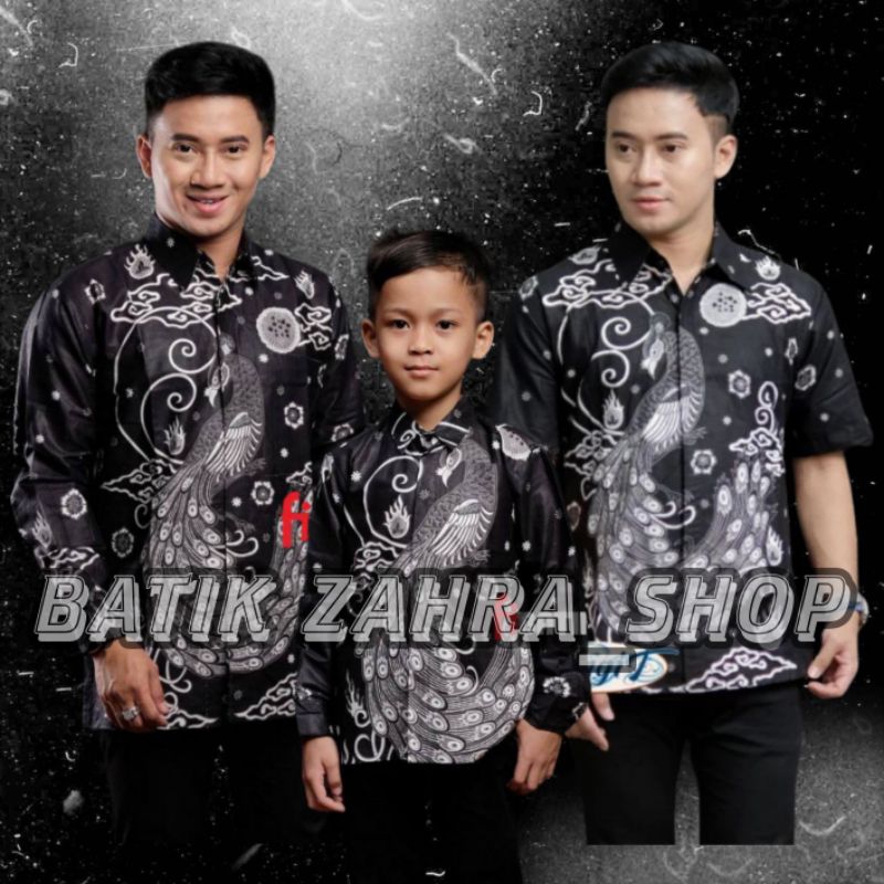 Jual COUPLE SWEET || Couple Batik Pria Ayah dan Anak || Motif MERAK ABU ...