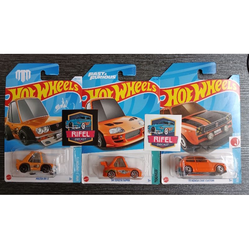 Jual Hot Wheels Paket Orange Honda Civic Custom, Mazda RX3 dan 94 ...