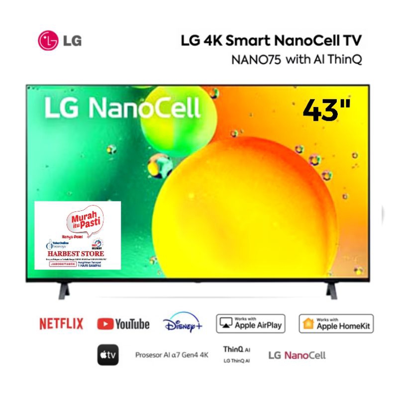 Jual LG NanoCell 4K UHD 43 Inch Smart TV AI ThinQ 43" - 43NANO75 ...