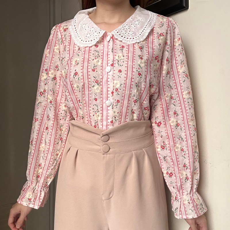 Jual Vinca Top atasan blouse kemeja BKK wanita korean style katun bordir bunga by Biel the label ...