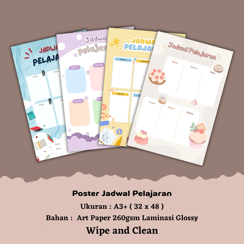 Jual POSTER JADWAL PELAJARAN (SENIN-SABTU)/(SENIN-JUMAT) | Shopee Indonesia