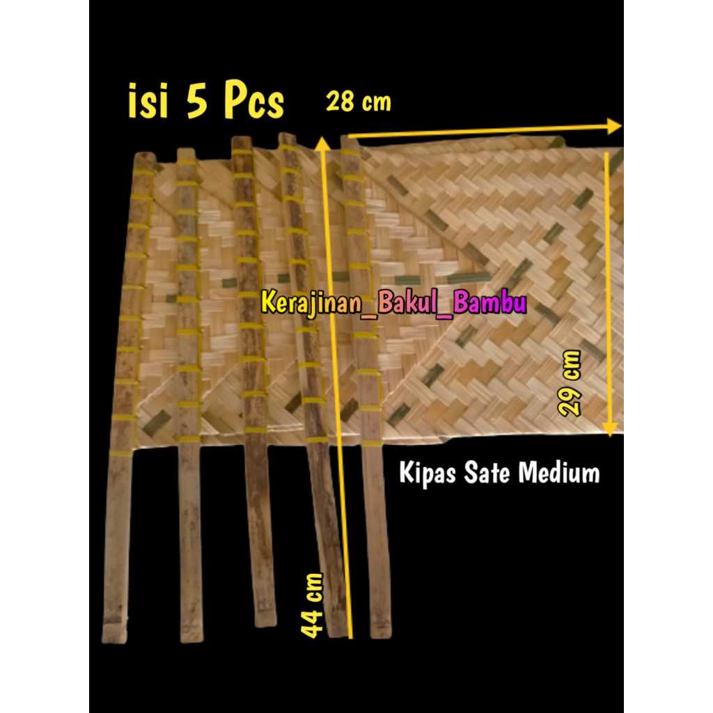 Jual Kipas sate anyaman bambu isi 5 biji ukuran Sedang Medium kipas ...