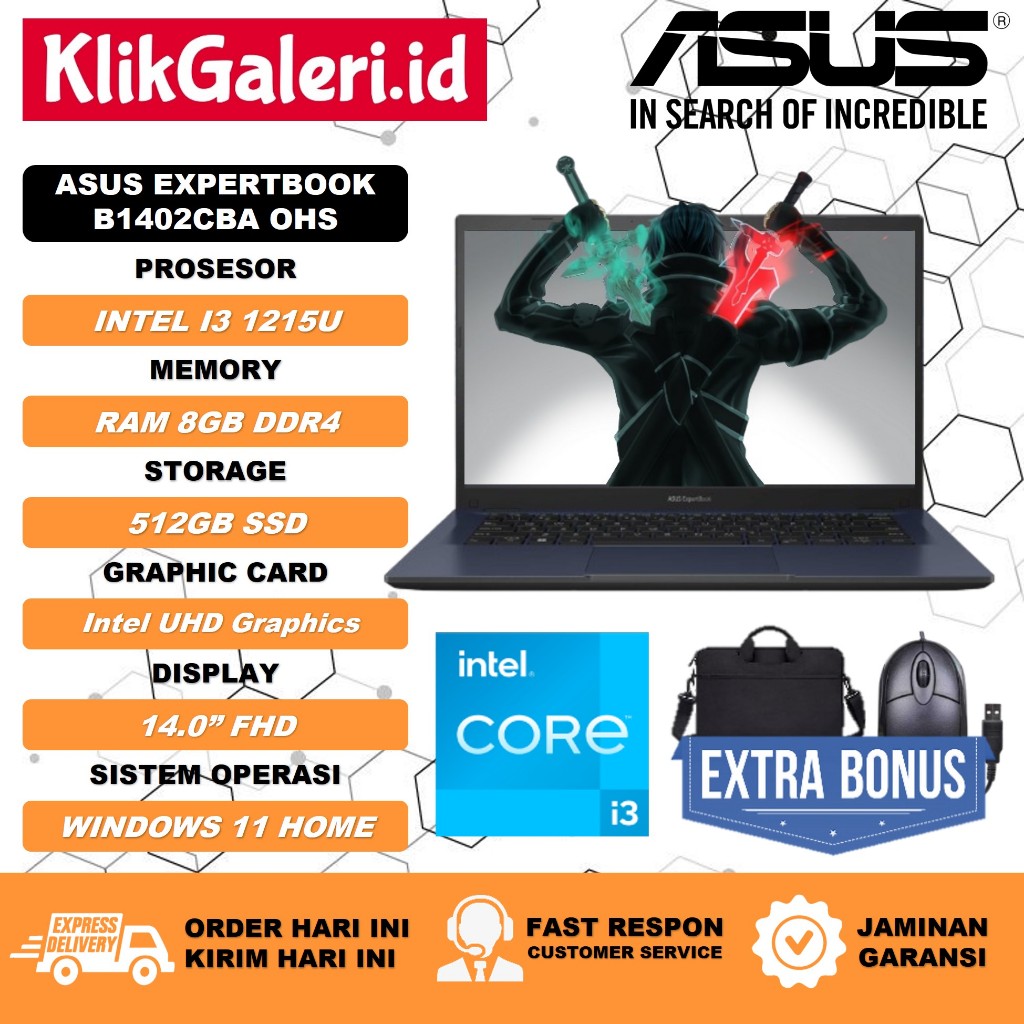 Jual Laptop ASUS Expertbook B1402CBA NK3853WS INTEL I3 1215U 16GB 512GB ...