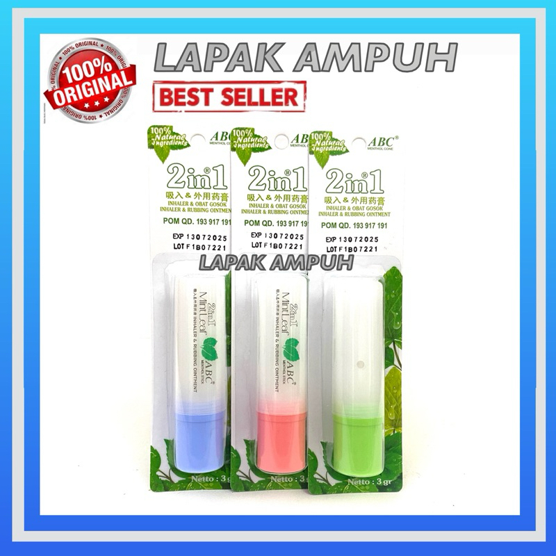 Jual ABC MENTHOL CONE 2 IN 1 STICK INHALER DAN OBAT GOSOK 3 GRAM ...