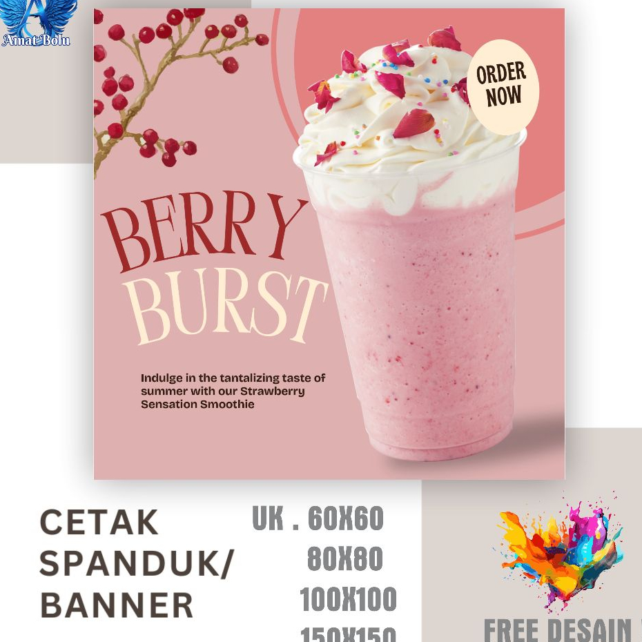 Jual Cetak Spanduk / Banner Smoothies Berry Buest Bisa Request | Shopee ...