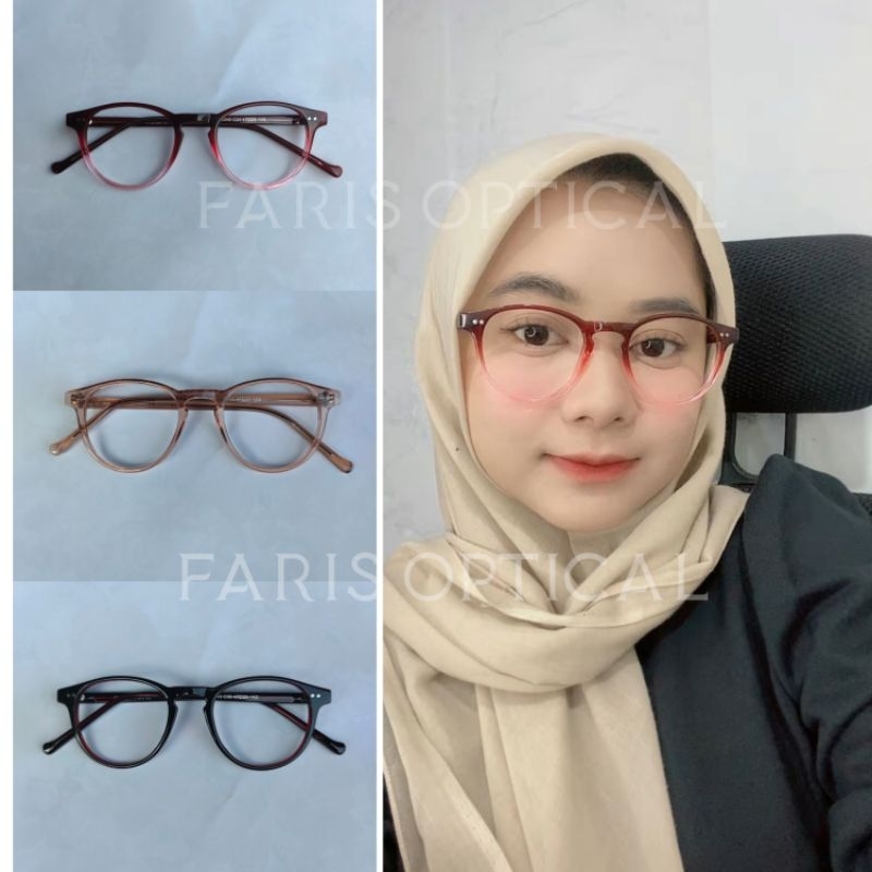Jual frame kacamata bulat muka kecil paket lensa photocromik antiradiasi blueray | Shopee Indonesia