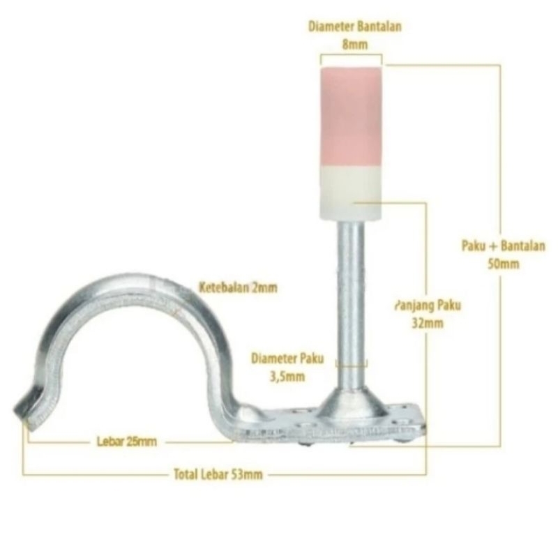 Jual Paku Beton Stampset Ramset Mesiu Klem Pipa 32 MM 1" inch Per 60 ...