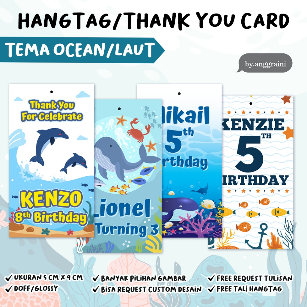 Jual Hang Tag Ulang Tahun Ocean Laut Under The Sea - Bisa Custom ...