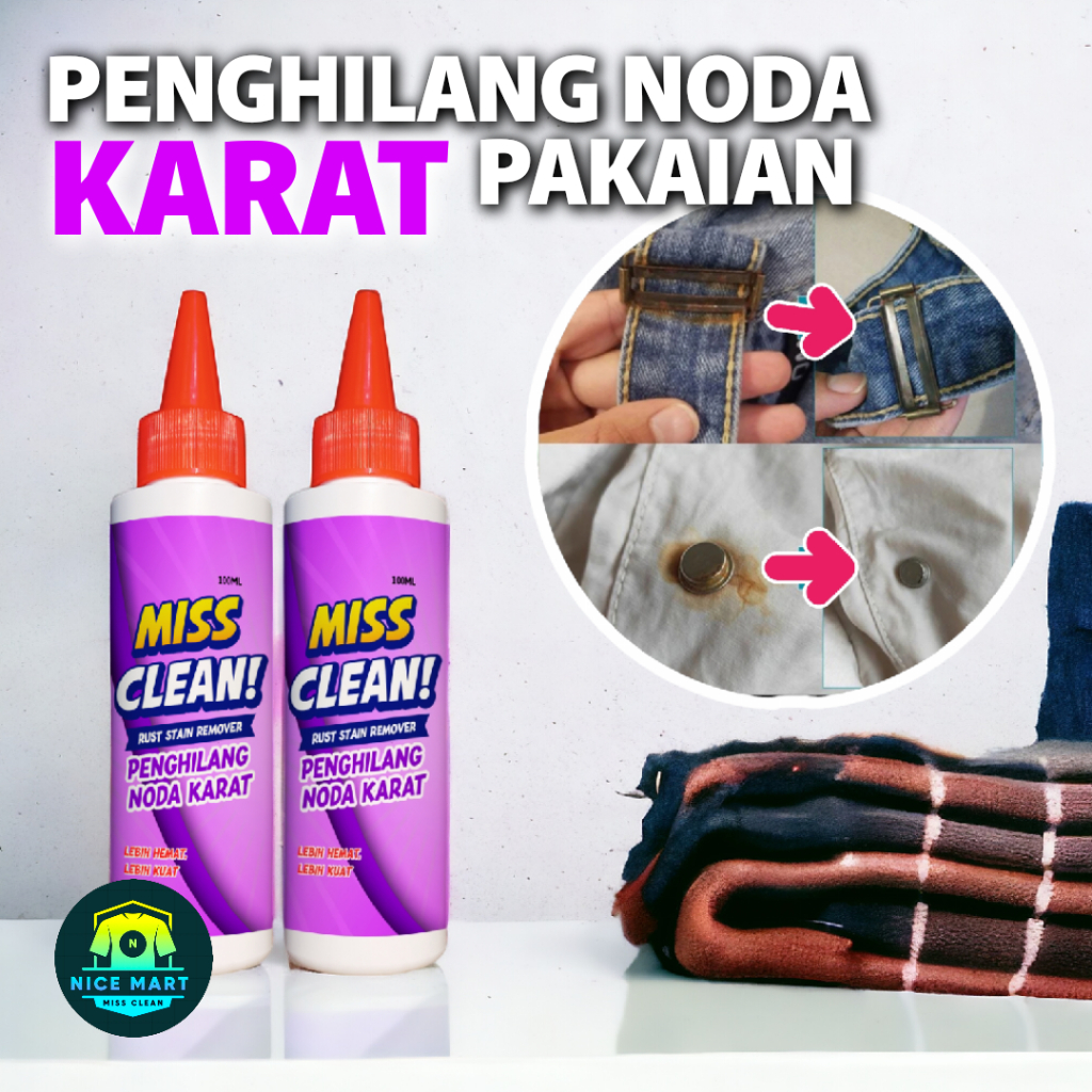 Jual Miss Clean Sabun Penghilang Noda Karat Besi Baju Pakaian 100ml ...