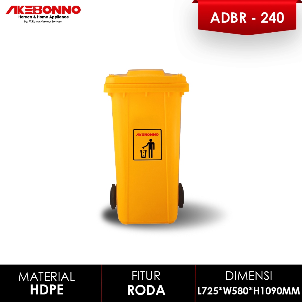 Jual Akebonno Plastic dustbin 240 Liter / Tempat Sampah Plastik Tebal Jumbo Dengan Roda ...