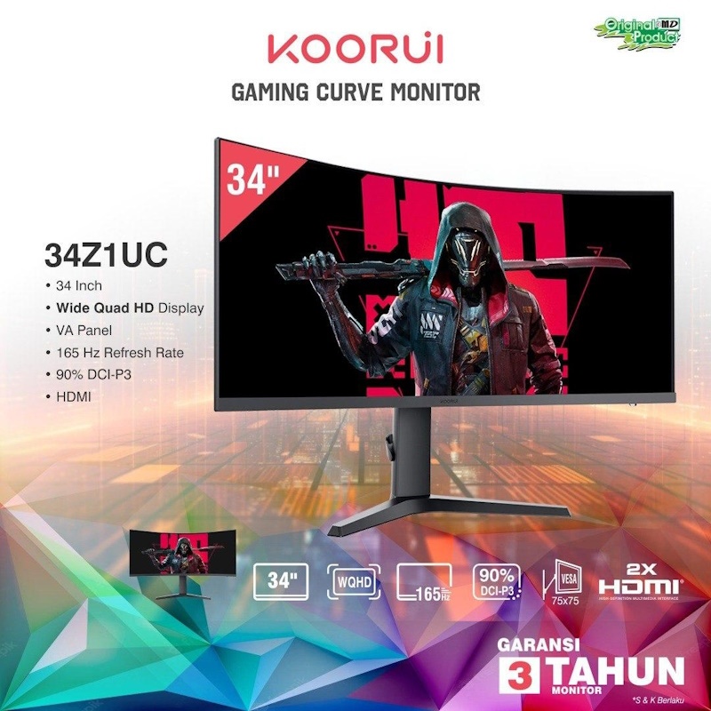 Jual KOORUI 34Z1UC | 34" WQHD Gaming Curve Monitor 165Hz | Shopee Indonesia