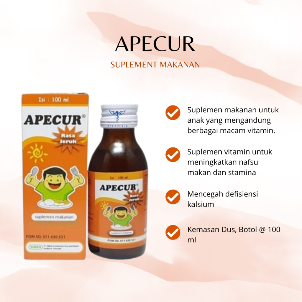 Jual Apecur Sirup 100 ml Suplemen Multivitamin Anak | Shopee Indonesia