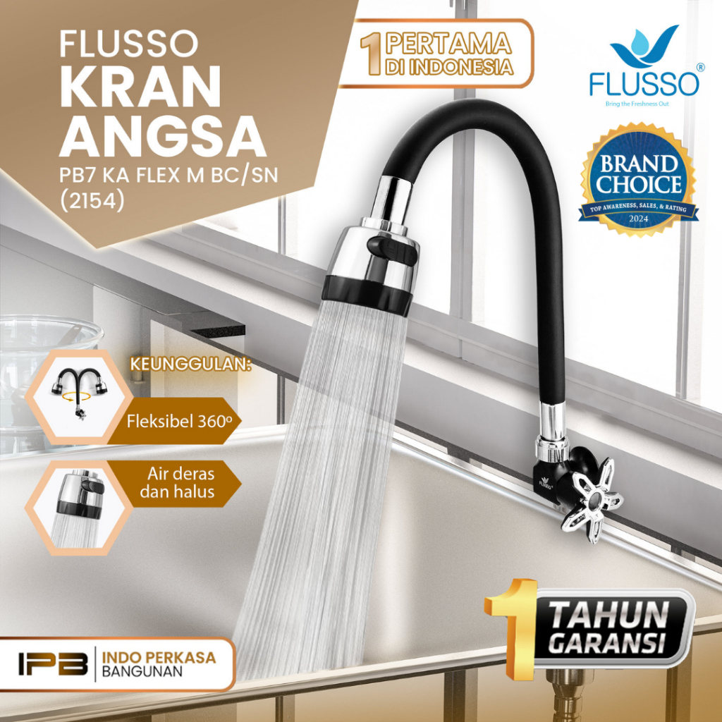 Jual FLUSSO Kran Angsa Flexible Kepala On Off Keran Air Bak Cuci Piring ...