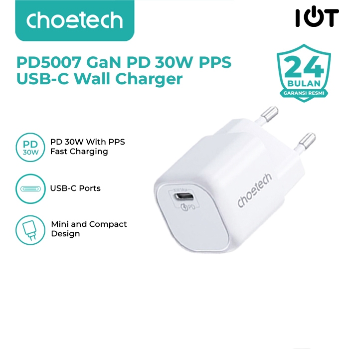 Jual Choetech PD5007 GaN Charger 30W 25W PPS PD QC USB Type C - US Version | Shopee Indonesia