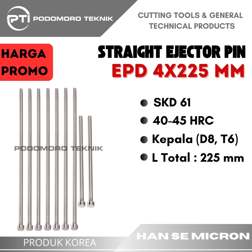 Jual Ejector Pin EPD 4X225 MM Ejector Pin SKD61 4 x 225 mm | Shopee ...