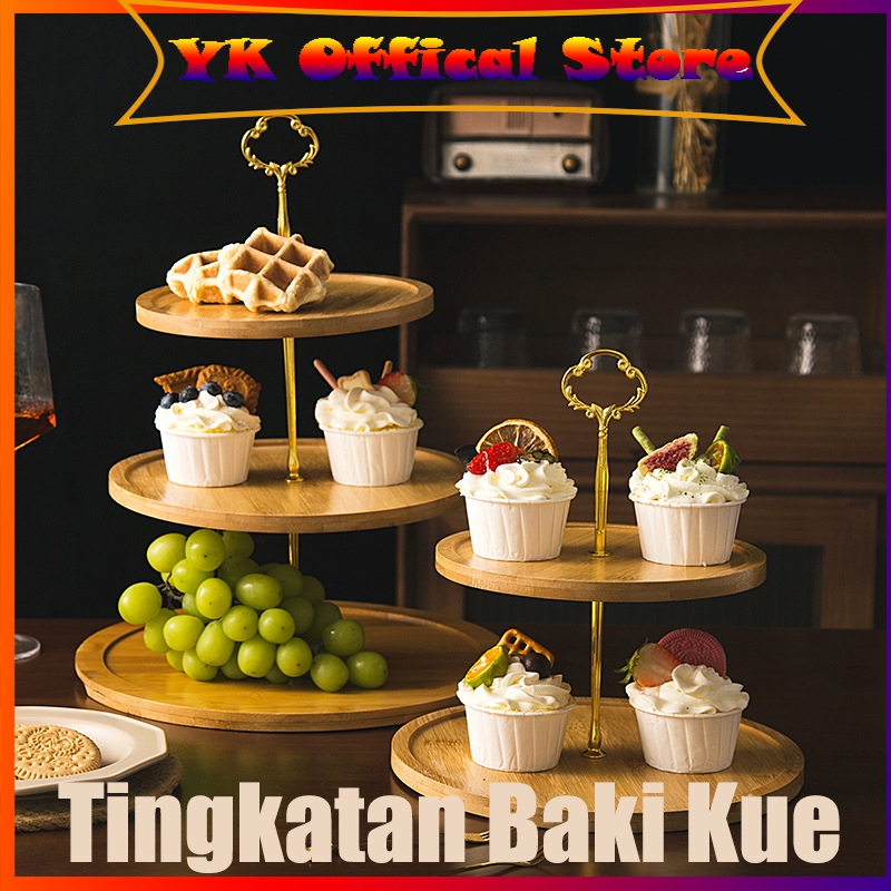 Jual Cake Tray Tiers Cupcake Stand Tempat Kue Tingkat Kayu Estetik ...
