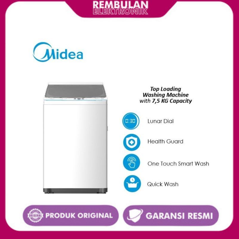 Jual Midea Top Load Washing Machine 7.5kg - MA100W75 - One Touch Smart ...