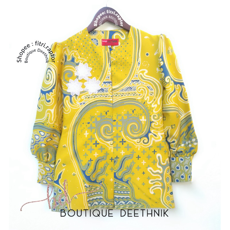Jual Blus batik warna kuning motif abstrak | Shopee Indonesia