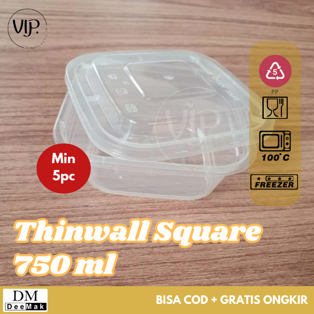 Jual Thinwall DM 750ml SQ/ Thinwall Square/ Food Container - Box Slime ...