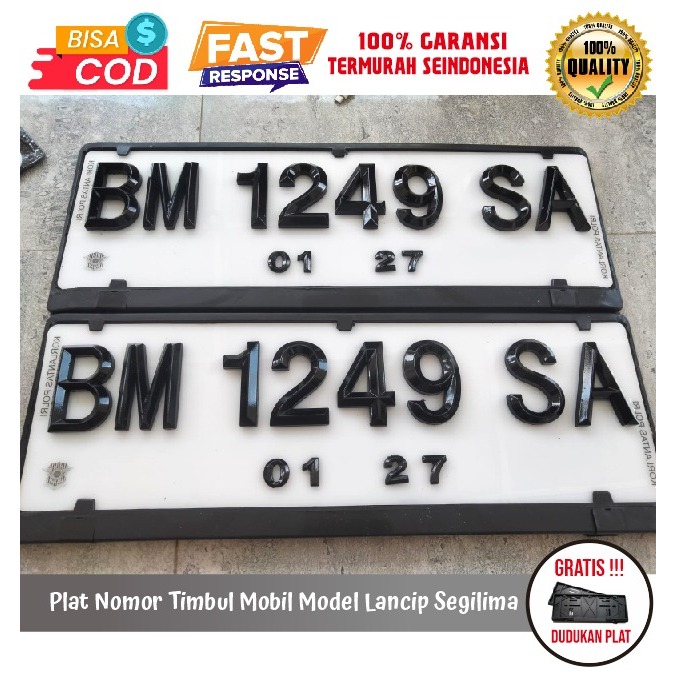 Jual Plat Nomor Mobil Timbul Lancip Segilima Mewah Gratis Dudukan Plat | Shopee Indonesia