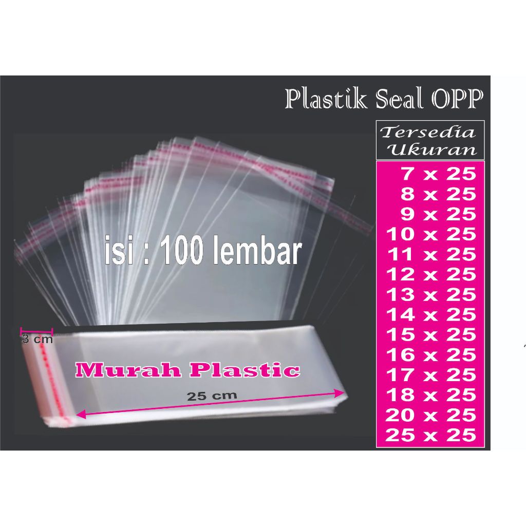 Jual PLASTIK OPP LEM 7X25; 8X25; 9X25; 10X25; 11X25; 12X25; 13X25 ...
