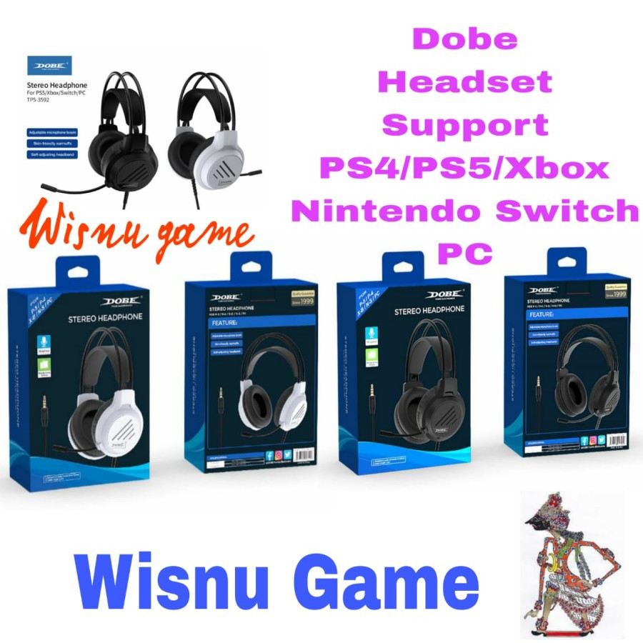 Jual Dobe Headset Gaming PS4 PS5 Stereo Headphone Wired PS4 PS5 Xbox ...