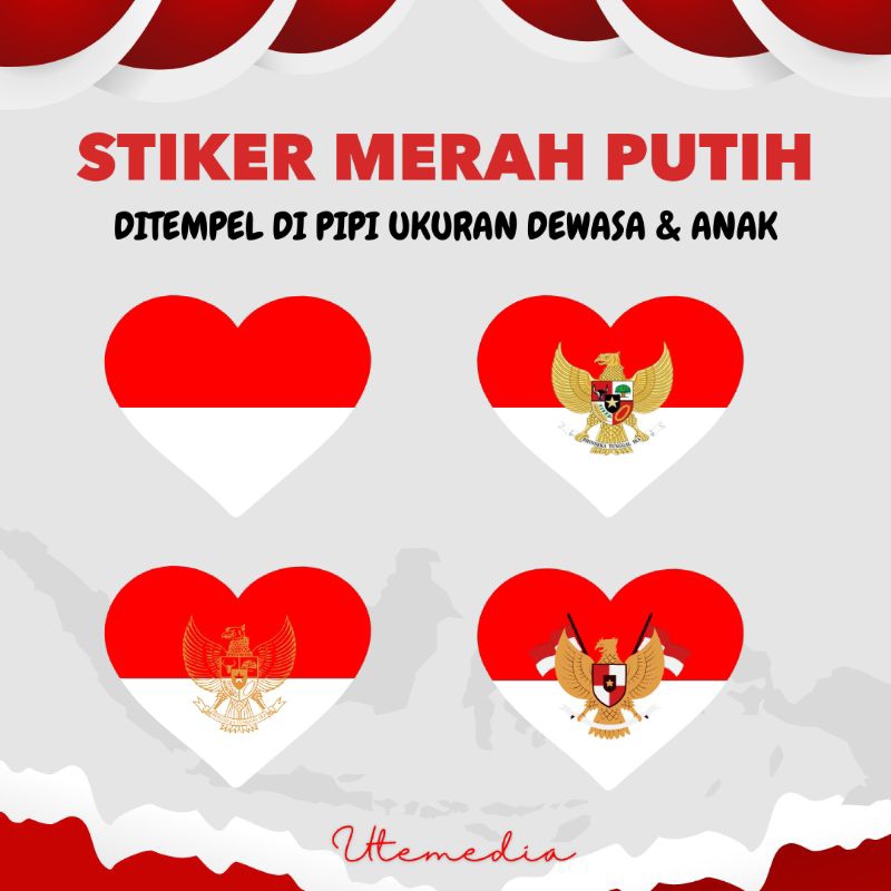 Jual STIKER BENDERA MERAH PUTIH BENTUK LOVE UNTUK PIPI / STIKER ...